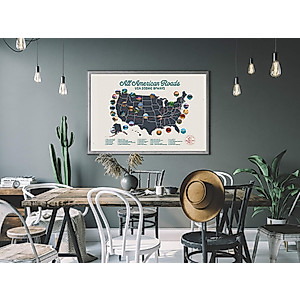 Epic Adventure Maps All American Roadtrip USA Scenic Byways Push Pin Map 24" x 17" - USA Wall Map to Mark Road Trips Through America - Multicolored Pushpins Included - Great (Beige)