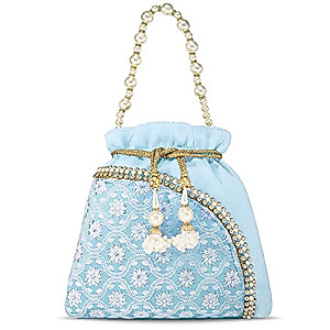 Aheli Potli Bags for Women Evening Bag Clutch Ethnic Bride Purse with Drawstring (P39SB)
