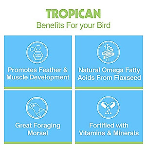 Hari Hagen Tropican High Performance Parrot Food, 3.3 ib Parrot Sticks with Peanuts & Sunflower Seeds and Higher Nutrition Levels