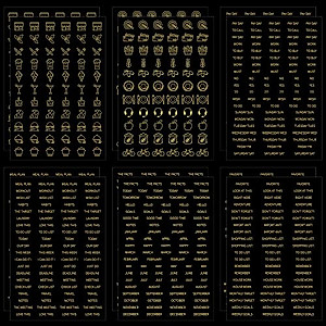 36 Sheets Clear Gold Foil Planner Stickers Monthly Planner Stickers Icons Sticker Book Planner Stickers and Accessories for Journals Planning Scrapbooking Holiday Seasonal General Event 1000+ Stickers