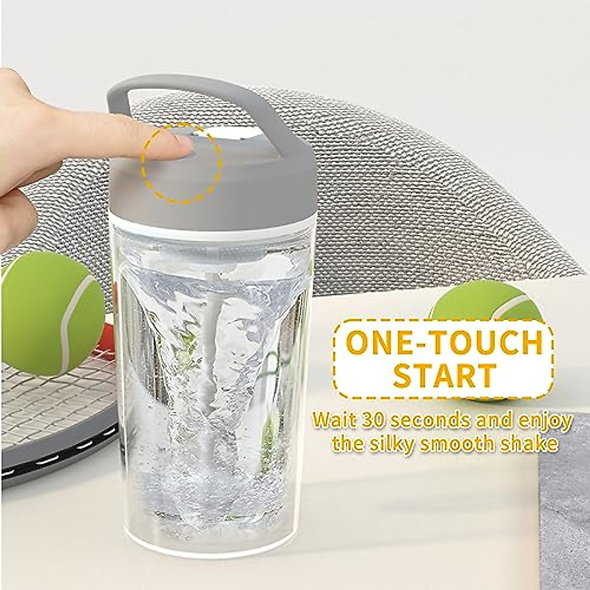 mountop Electric Protein Shaker Bottle, 18oz Rechargeable Blender Bottles, BPA-free Shaker Cups for Protein Shakes, Portable Drink Mixer Gym Accessories Pre Workout Bottles for Men/women, Grey