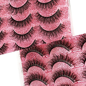 Newcally Lashes False Eyelashes Natural Fluffy Faux Mink Lashes Pack Cat Eye Wispy 5D 13MM Fake Eye Lashes 14 Pairs Russian Strip Lashes Multipack