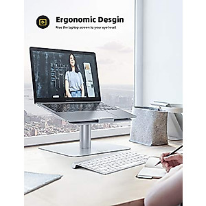 Lamicall Swivel Laptop Stand, Laptop Riser - [360-Rotating] Ergonomic Aluminum Computer Desk Holder Compatible with MacBook, Air, Pro, Dell XPS, HP and More 10" - 17.3" Notebook - Sliver