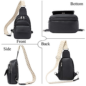 Eslcorri Small Crossbody Sling Bag, Trendy Fashionable Fanny Packs Vegan Leather Chest Belt Bum Bag Anti Theft Purse for Women for Travel, Sport, Camping