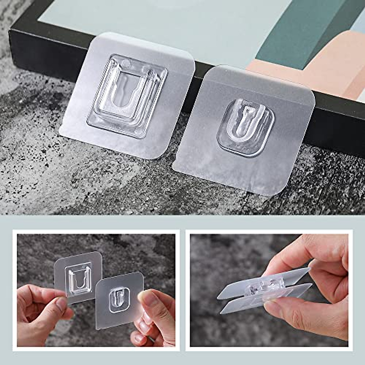 Wall Plate Hanger Display Holder - 22 Pairs Invisible Vertical Plate Holders - Adhesive Plate Hangers For The Wall - Plastic Picture Hangers Without Nails - 2.4” Hanging Hooks For Decorative Wall Art