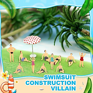 Namalu 50 Pcs 1: 75 Ho Scale Miniature People Figures Beach Swimsuits Figurines Standing Painted Mini People Set Miniature Doll House Accessories Beach Cake Decor for Pool Beach Party Favors
