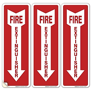 Fire Extinguisher Decal Self Adhesive Sticker 4x12" 4 Mil Vinyl Sign- Indoor & Outdoor Use - UV Protected & Waterproof Sleek (3 Pack)