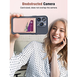 TopMade for MagSafe Wallet Stand, Strongest Magnetic Phone Wallet Card Holder for iPhone 15/14/13/12 Series, Vegan Leather, RFID Blocking, 5 Card Slots, Open ID Window, Slim, Rose Gold