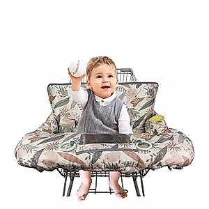 Shopping Cart Cover for Baby, 2 in 1 High Chair Cover for Restaurant seat & Grocery Cart Cover for Babies, Thick Padded with Clear Phone Pouch, Machine Washable, Leaves