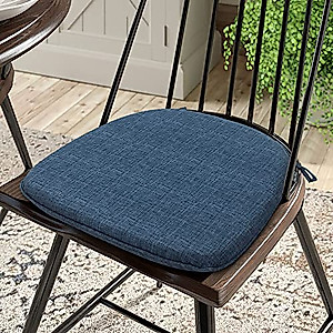 Magpie Fabrics Outdoor/Indoor 17"x16"x2" Chair Cushions with Ties Set of 2, Waterproof U-Shape Seat Pads Decoration for Patio Garden Furniture Home Office (Navy Blue Textured)