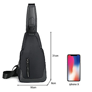 Sling Backpack with USB Charging Port, Chest Bag Crossbody Daypack Shoulder Bag for Men, Hiking, Cycling, Travel