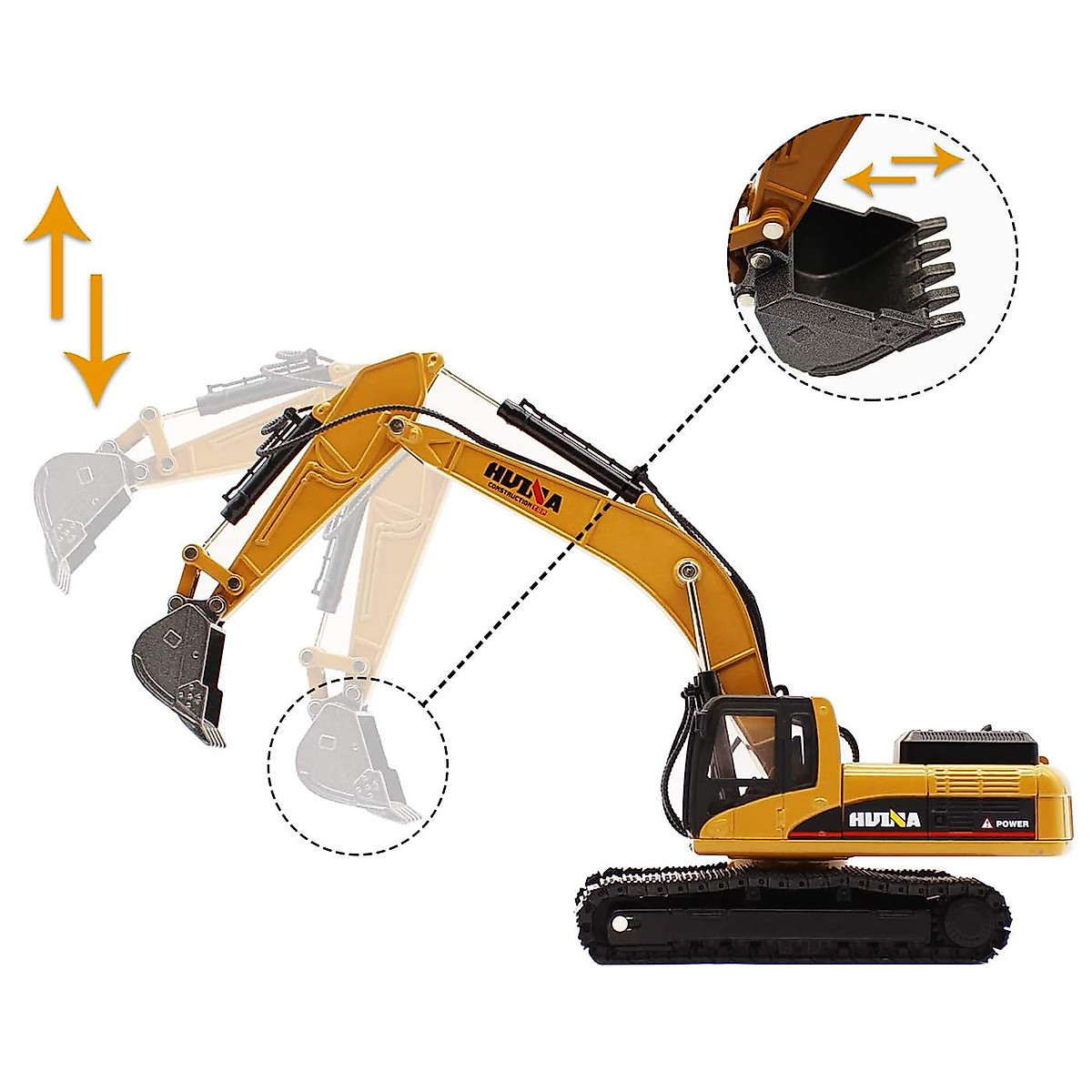 Gemini&Genius Tracked Excavator Toy for Kids, 1/50 Scale Diecast Digger Construction Toy, Metal Vehicle Model with 360° Cabin Swivels, Great Gift, Playing Sand, Room Decoration and Collection for Kids