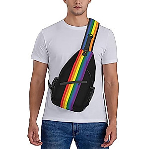 MANQINF Funny Rainbow Lgbt Gay Pride Sling Bag Crossbody Backpack for Men Women Lgbt Sling Backpack Hiking Daypack