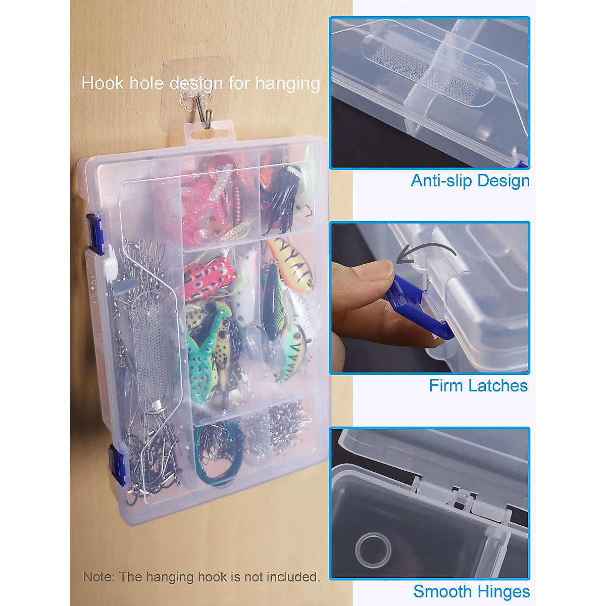 Beoccudo Tackle Box Beads Organizer Tackle Boxes with Dividers Plastic Storage Large 10 Grids Box Jewelry Compartment Container