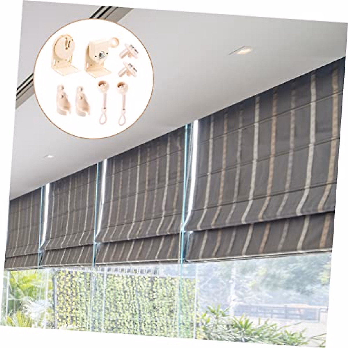 DECHOUS 4 Sets Bracket Mounting Sun Shades Ring Bungee Cap Shower Holder Twin Crank of Cordless Over Windproof Kit Exterior End Curtain Bunk Headrail Bottom Shutter Blinds Rod Bed