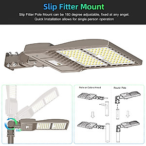 NUOGUAN 4Pcs 400W LED Parking Lot Light 56000LM with Slip Fitter, 5000K AC100-277V LED Shoebox Light, UL DLC ETL Listed, IP65 Waterproof Commercial Street Area Lighting for Parking Lot, Gym, Driveway