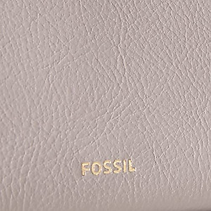 Fossil Women's Logan Eco Leather Wallet RFID Blocking Mid Size Zip with Wristlet Strap, Graystone