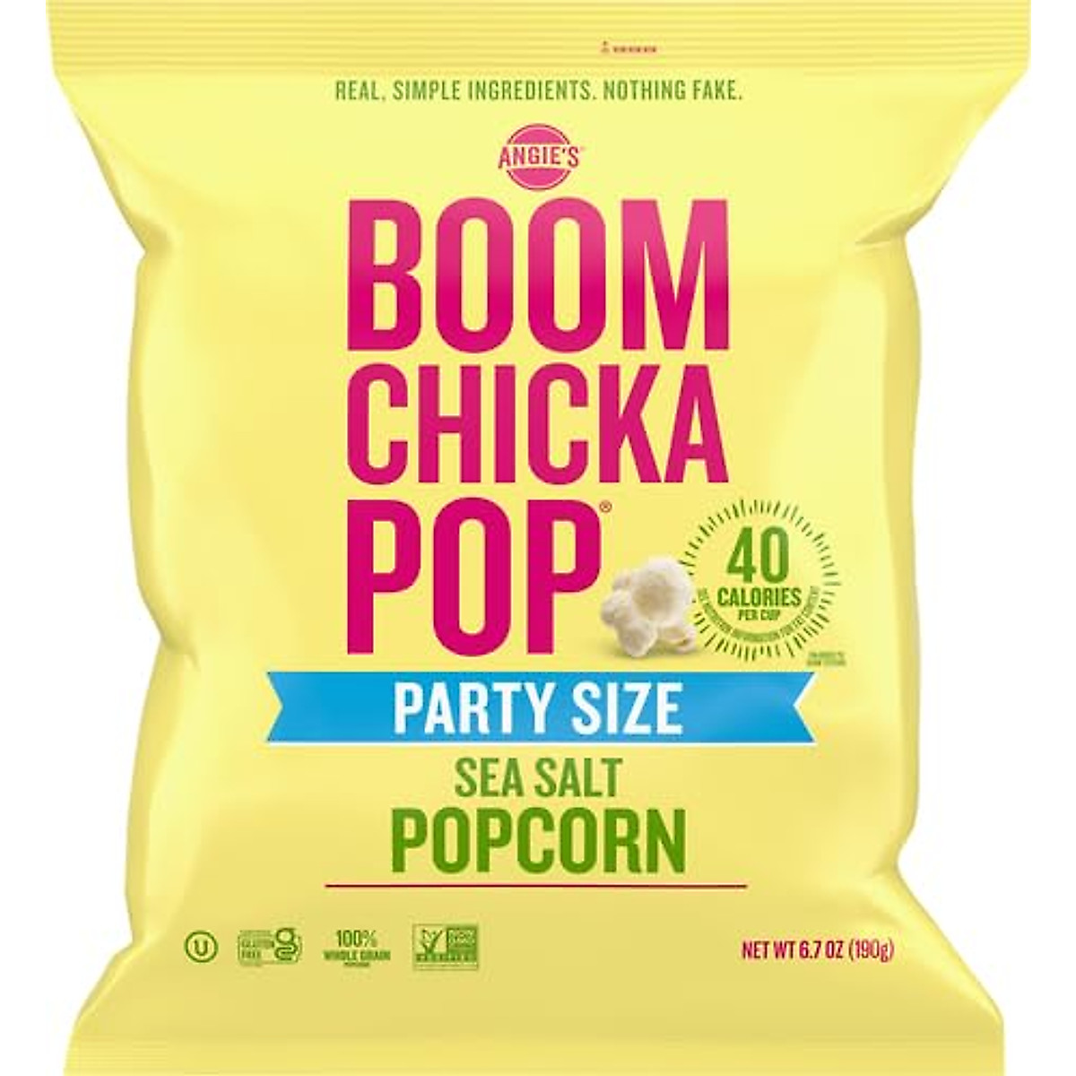 Angie's BOOMCHICKAPOP Sea Salt Popcorn, Gluten Free, Party Size, 6.7 oz.