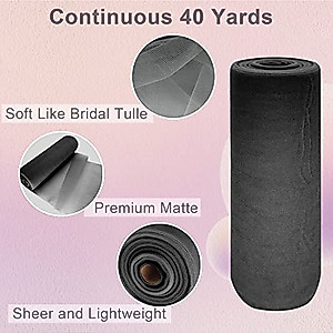 Black Tulle Fabric Roll Spool Bolt (54 Inch by 40 Yards) Large Tulle Wedding Party Decoration, Tutu Skirt, Table Runner, Gift Wrapping, Bridal Shower, Soft & Drape (Black)
