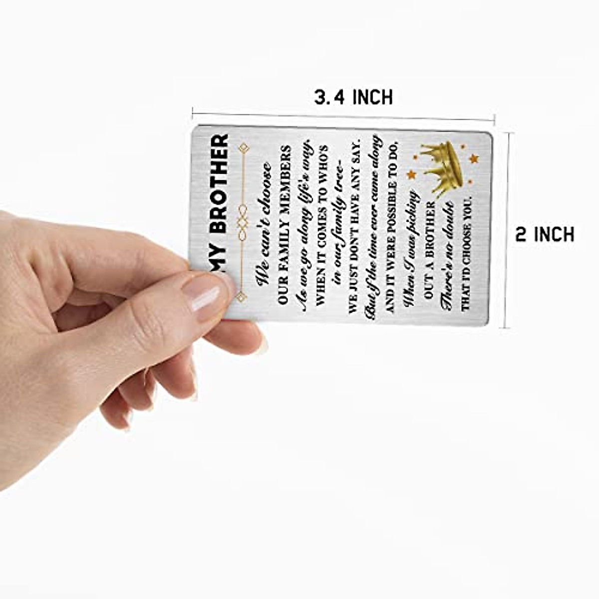 Brother Wallet Insert Card, to My Brother Colorful Metal Wallet Card Love Note Message Keepsake Gift for Birthday Graduation