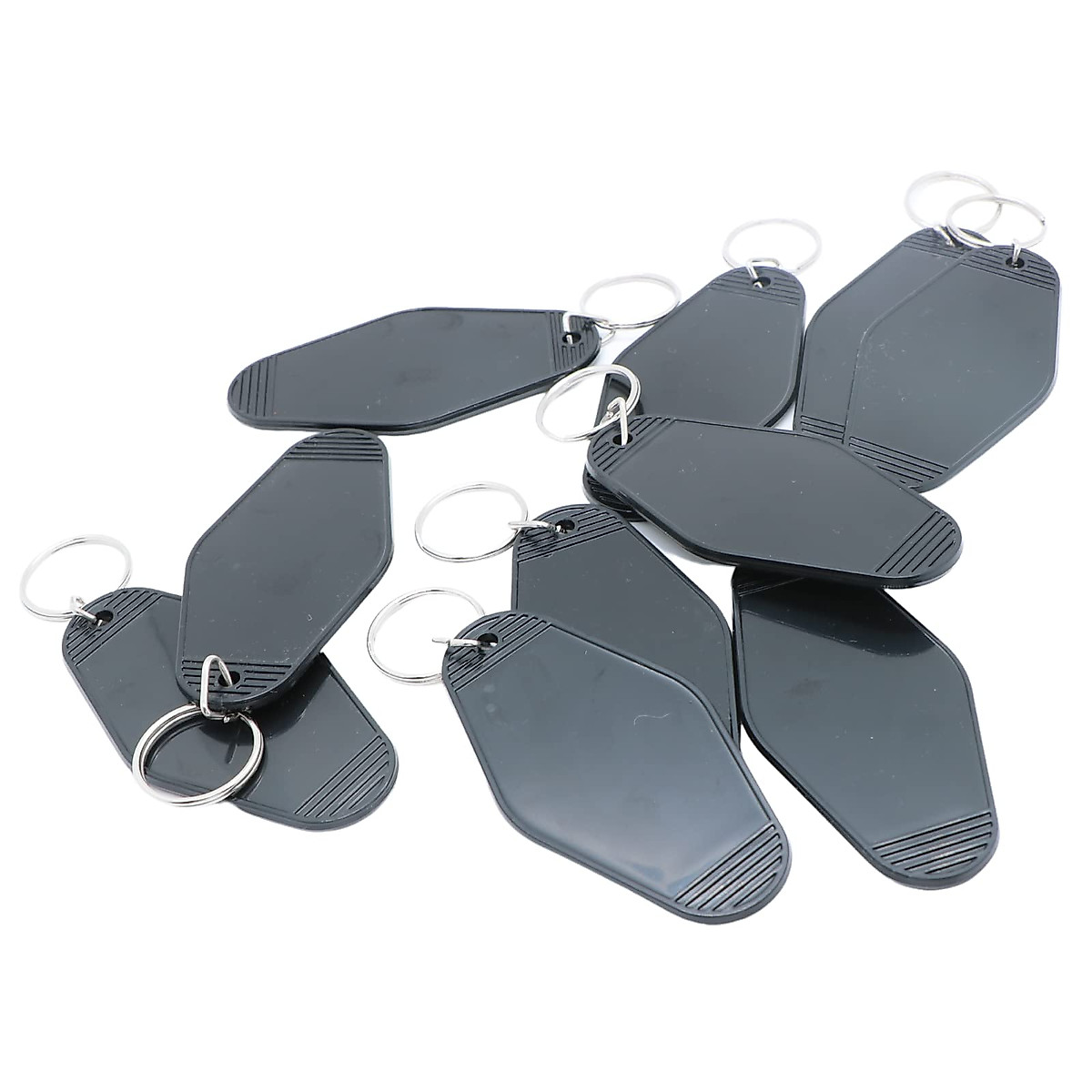 Nwsrayu 10pcs Blank Hotel Keychains Bulk Vintage Motel Keychain Vinyl HTV printing Keychains rhombus DIY Keychain tags (Black)