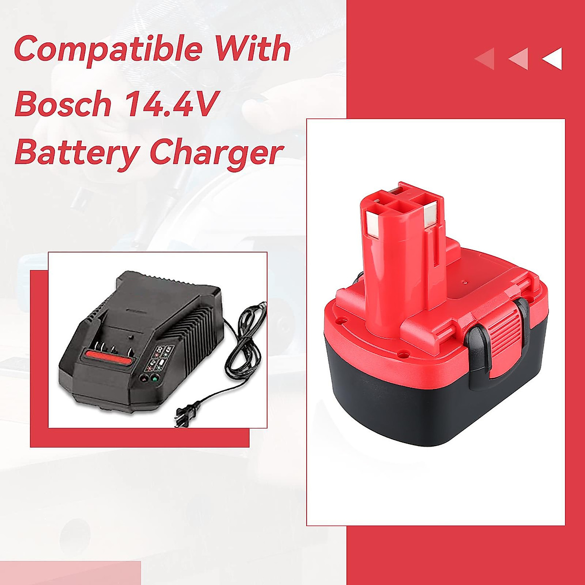 VANON 2Pack 14.4V 3.6Ah BAT140 Ni-MH for Bosch 14.4V Battery BAT038 BAT040 BAT041 BAT159 Compatible with Bosch 14.4V Cordless Power Tools