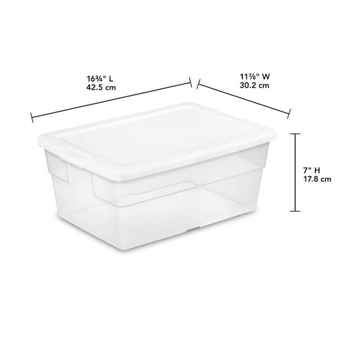 16448812 (QT) Storage Box Container, White Lids & Clear Base (S20)