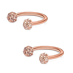 Ruifan 8PCS Shiny Ball & Matte Ball & Crystal Ball & CZ Nose Septum Horseshoe Earring Eyebrow Lip Helix Tragus Cartilage Piercing Ring 16G 8mm - Rose Gold