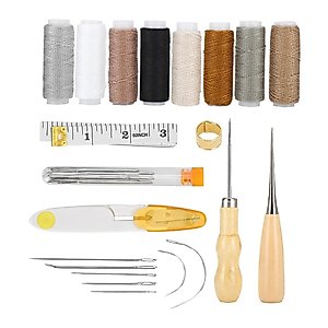 [Premium Leatherworking Tools DIY Set - Includes Thread Awls & Accessories - Complete Leather Craft Supplies for Beginners - Leather Stitching Kit and Craft Starter Set]