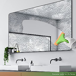 FOSHIO All-Purpose Silicone Squeegee for Shower Glass Door, Window Cleaning, 7.5'' Green Long Handle 6'' Orange Blade Small Squeegee for Car Window, Windshield, Mirror, Bathroom