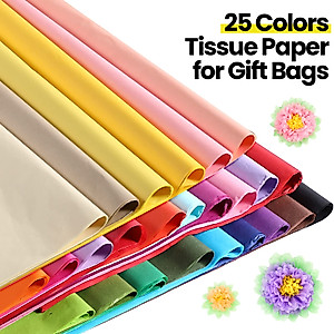 500 Pieces Colored Tissue Paper Bulk 26'' x 20'' Tissue Paper for Gift Wrapping Gift Bag Paper Tissue Craft Tissue Paper for Birthday Party Weddings Baby Showers