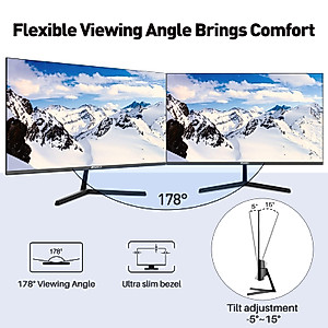 SANSUI Monitor 22 Inch IPS 75Hz FHD 1080P HDMI VGA Ports Computer Monitor Ultra-Thin Tilt Adjustable VESA Mount Compatible with Eye Comfort 178° Wide Viewing Angle for Game and Office
