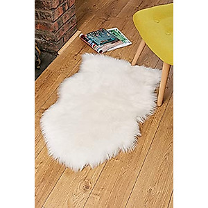 Faux Fur Fluffy Sheepskin Rug for Home Decor - Couch/Chair Covers Furry Area Rug for Living Room/Bedroom Decor - White (2x3 Feet)