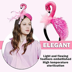 Mikily‘s Flamingo Headband for Women, Feather Flamingo Costume Headband for Girls, Party Hat Headband for Adults, Pink