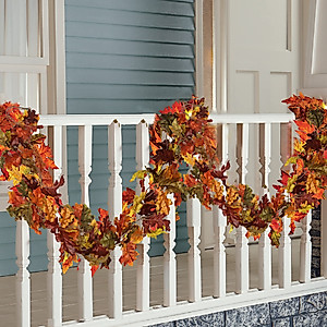 4 Pack Fall Oak Leaves Garland Artificial 5.2ft Fake Autumn Leaf Foliage Garland Hanging Vines for Indoor Outdoor Home Halloween Thanksgiving Wall Mantel Party Decor