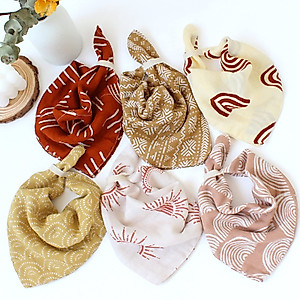 LifeTree Baby Muslin Washcloths, Soft 6 Pack Baby Wash Cloths Unisex for Boys Girls, 70% Viscose from Bamboo and 30% Cotton Bath Face Towels, Bibs for Newborn with Sensitive Skin, 10.2x10.2 inches