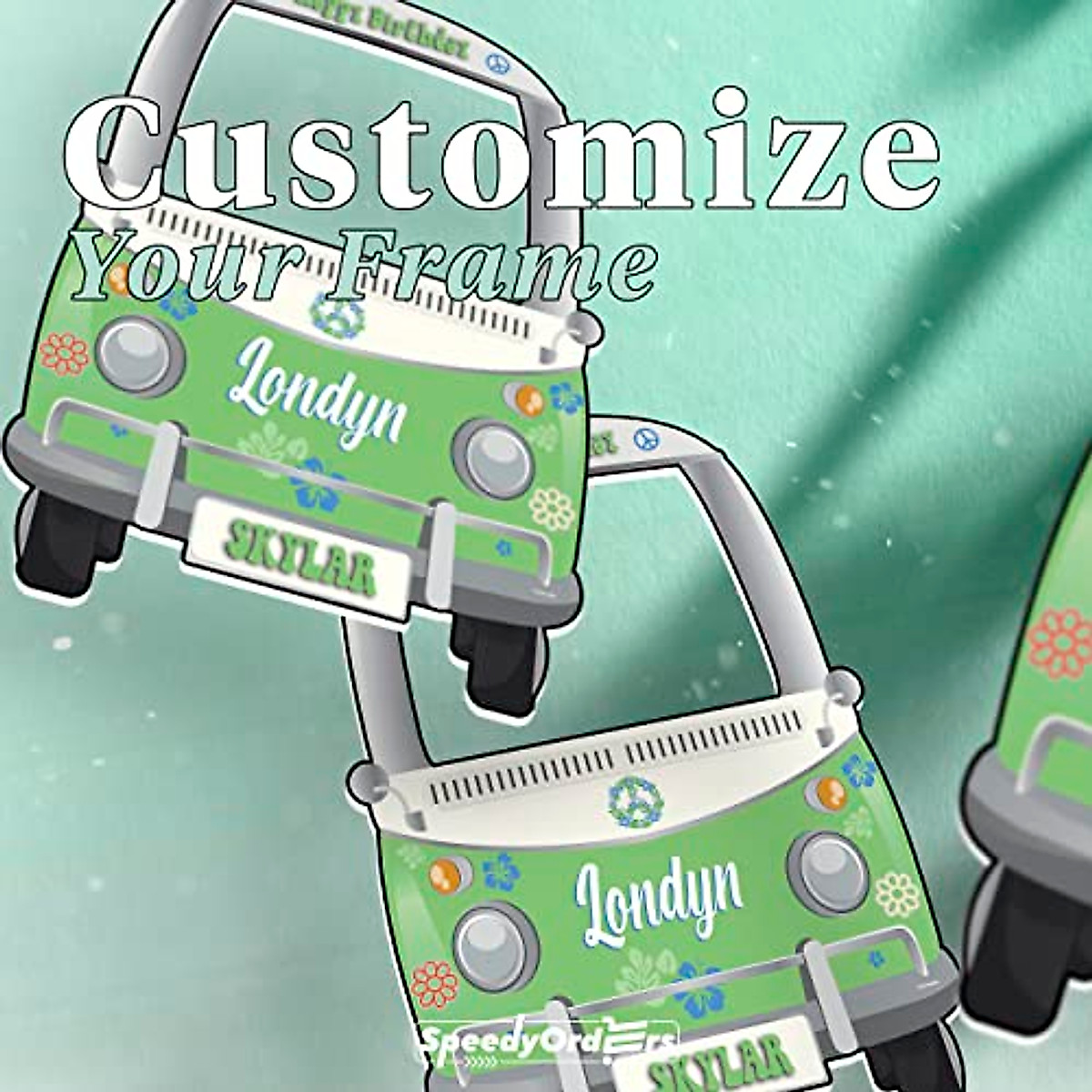 Hippie Bus Photo Booth Frame - Personalized Hippie Van Cutout - Selfie Frame Bus Photo Prop - Custom Hippie Van Photo Prop - Groovy Birthday Party Decorations