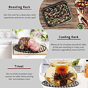 JY COOKMENT Cooling Roasting Rack with Integrated Feet, Enameled Coating, PTFE Free, Great for Cooking, Drying, Grilling, Dishwasher Safe (10inch*6.5inch)