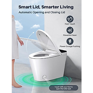 Smart Toilet with Built-in Tank & Bidet Auto Open/Close Foot Sensor Flush Dryer Heated Seat Soft Close Elongated One-Piece Design (ZY695A)