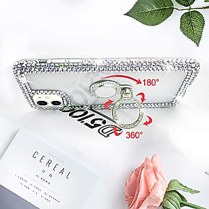 HFICY Sparkly Phone Case with Glass Screen Protector and Crystals Lanyard,Full Bling Diamonds Crystals Soft Protective Cover for Girls Women (Ring holder,for Samsung Galaxy A40)