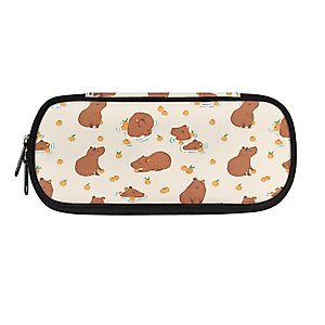 INSTANTARTS Orange Capybara Cute Pencil Case Big Capacity Pencil Box Pencil Holder Kids Girls Boys Portable Stationery Bag Pencil Pouch