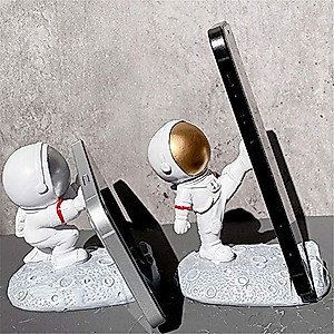 YAKVOOK Unique Cute Cell Phone Stand Car Holder Cool Fun 3D Cartoon Astronaut Design Mobile Phone Tablet Bracket for Desk Compatible with All Smartphones for Children Gift Decor Home (Kick Silver)