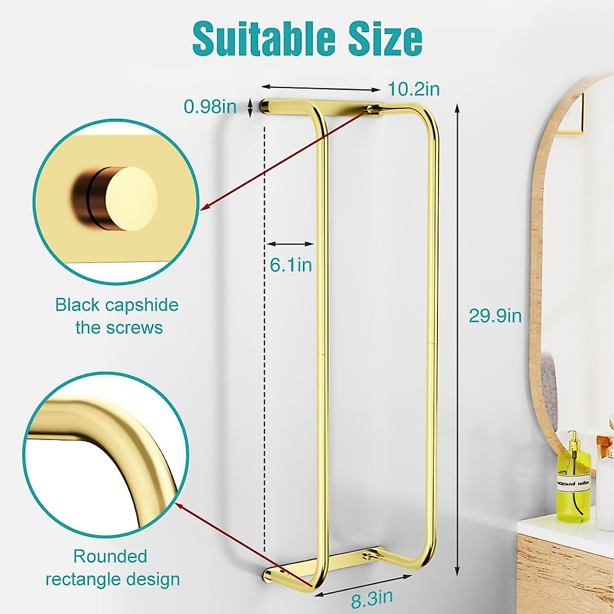 Towel Rack Wall Mounted, Bathroom Towel Storage, Stainless Steel Towel Racks for Bathroom, Bath Towel Holder Organizer for Folded Large Towel Washcloths, Easy to Install, Silver