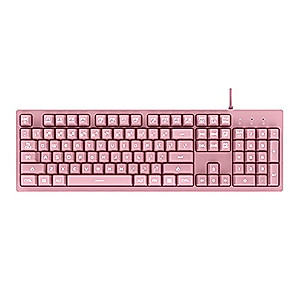KOqwez33 Portable Advanced Keyboard for Notebook Computer, 104 Key Pink Button Switch Office Growing Gaming Mechanical Keyboard for DKS100 - Pink
