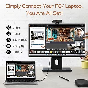 Ideao Hub 24” Interactive Whiteboard, QHD 10-Point Touchscreen Display with MPP2.0 Compatibility for Office and Classroom, Enhance Collaboration, Online Training, and Learning (Includes Stand)