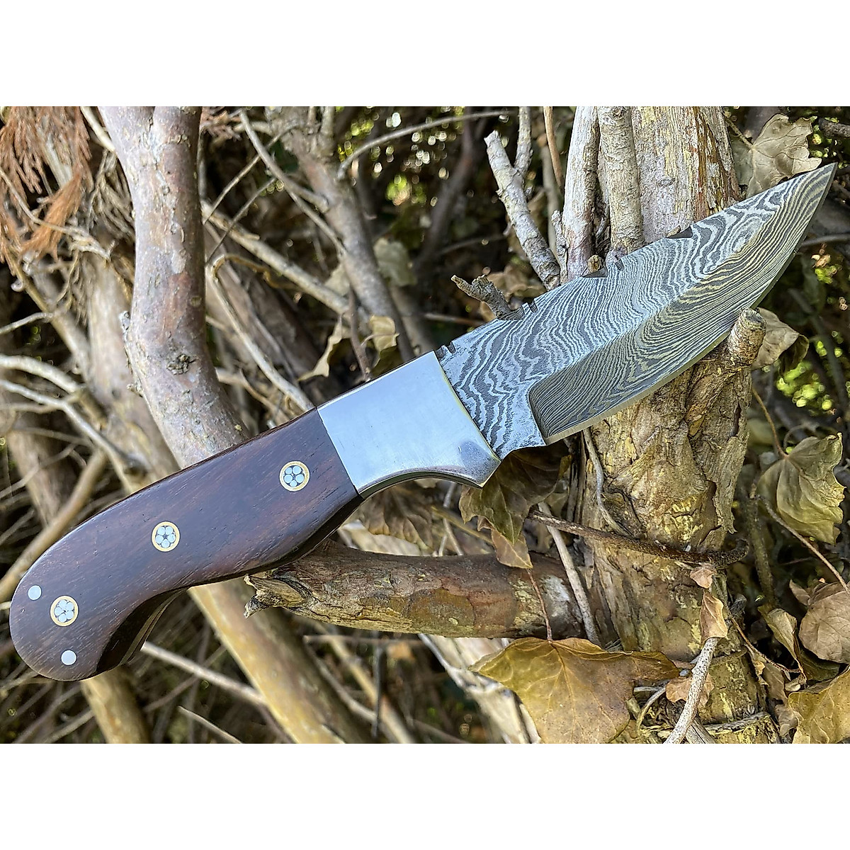 Perkin Knives - Handmade Damascus Hunting Knife - Beautiful Camping Knife - Full Tang