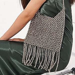 Grandxii Tote Bag with Tassel Beads shoulder Bag Chic Evening party Handmade for Women Girl Silver