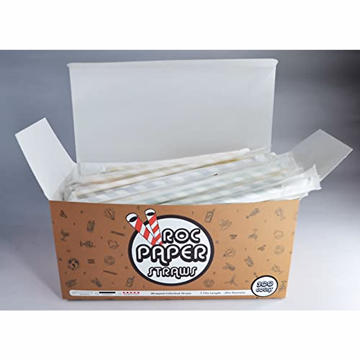Roc Paper Straws Solid White Paper Straws, Wrapped (300)