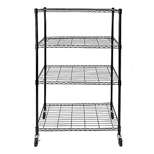 MEIWAIZX Storage Shelves UltraDurable Steel Wire Shelving Unit with Wheels 36" Dx14 Wx57 H Heavy Duty Metal Shelves Garage Organizer Wire Rack Shelving for Kitchens Warehouses Supermarkets