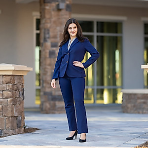 Marycrafts Women's 2 Buttons Business Blazer Pant Suit Set for Work 12 Navy
